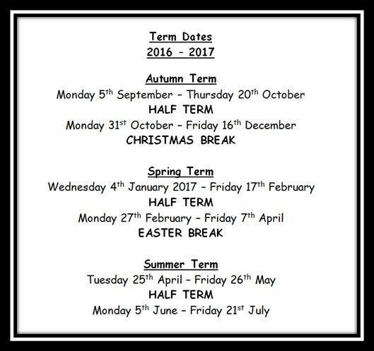 Term Dates 2016-17 - Victoria CP School / Ysgol Fictoria